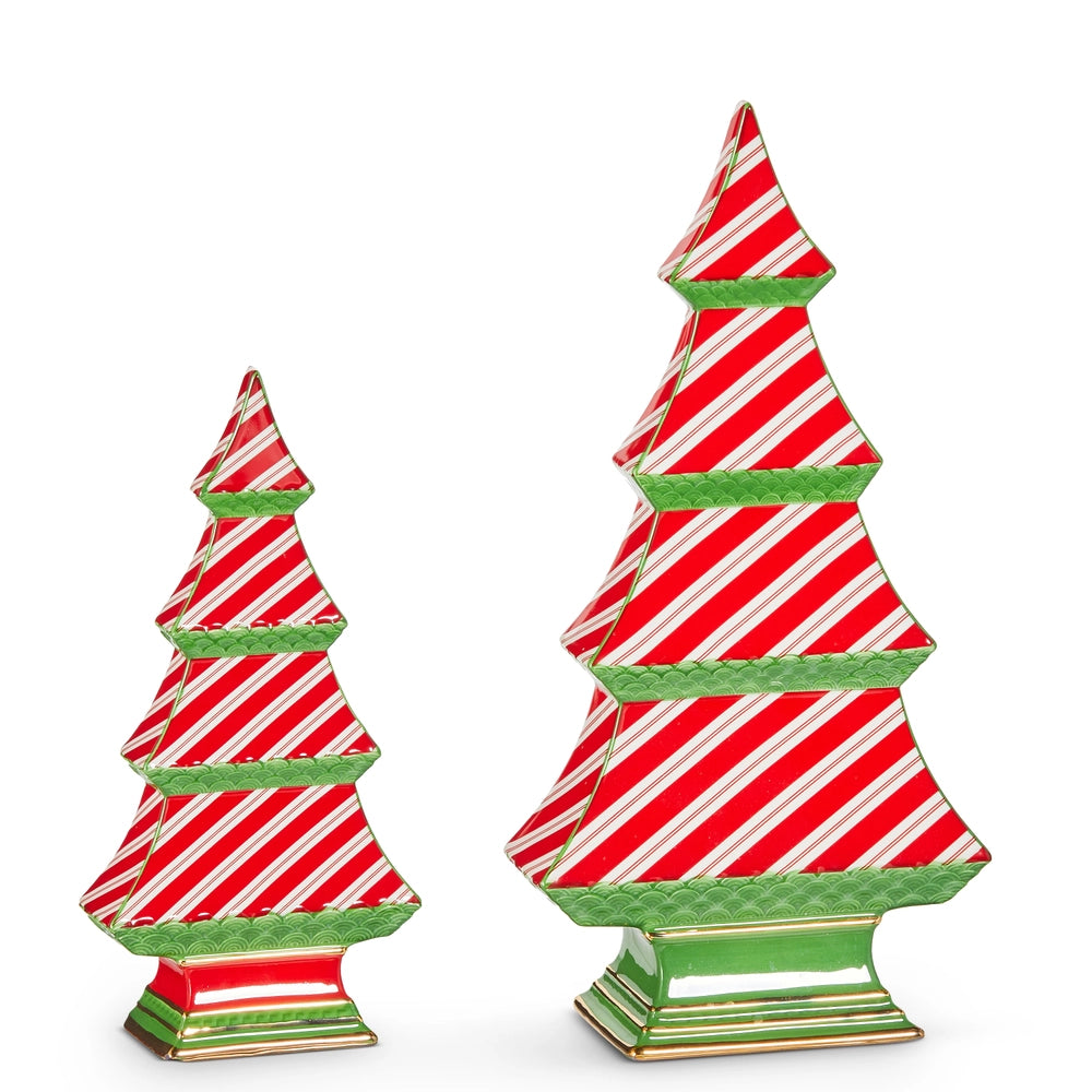 Candy Cane Stripe Tabletop Trees 12.25" Set of 2 – William Glen