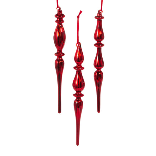 Red Glass Finial Ornament 10.75" Set of 3 – William Glen