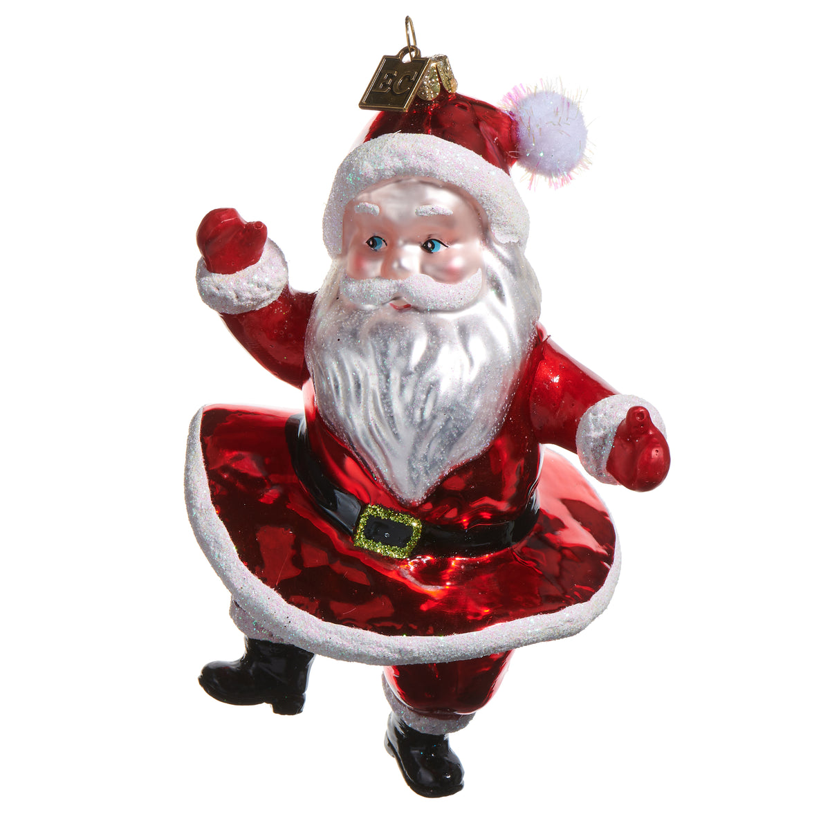 Darling Dancing Santa Glass Ornament 5.5" – William Glen