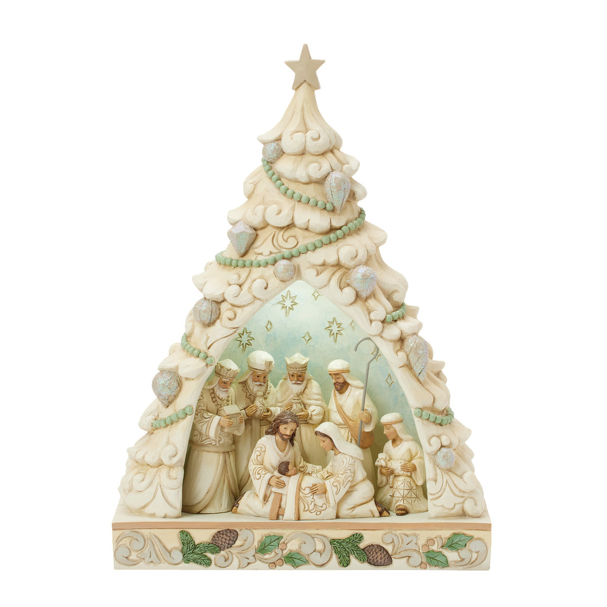 Tree of Holy Light White Woodland Tree Nativity Diorama – William Glen