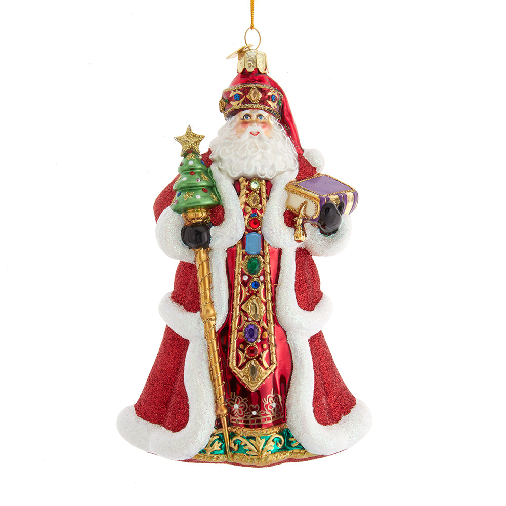 Bellissimo Red Santa with Staff and Book Ornament 7" – William Glen