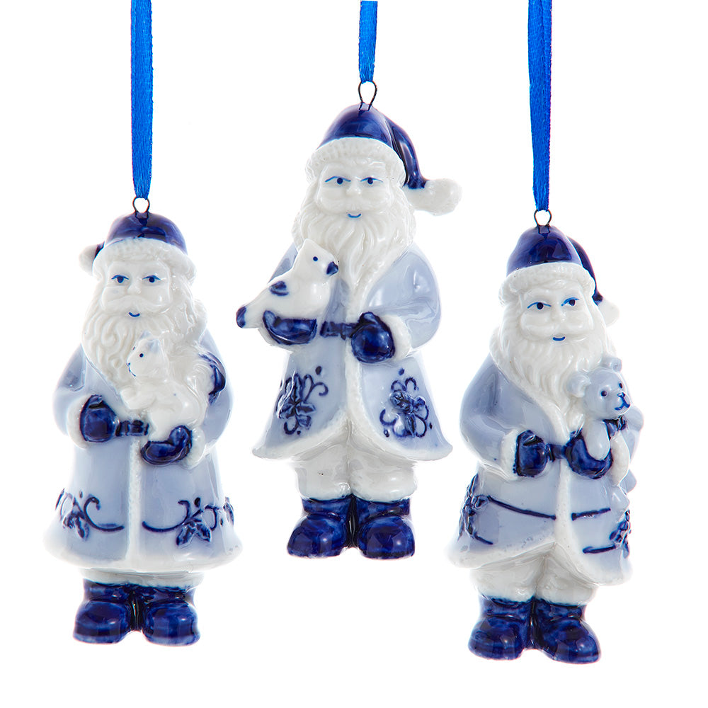 Delft-look Porcelain Santa Ornaments 3.5"Set of 3 – William Glen