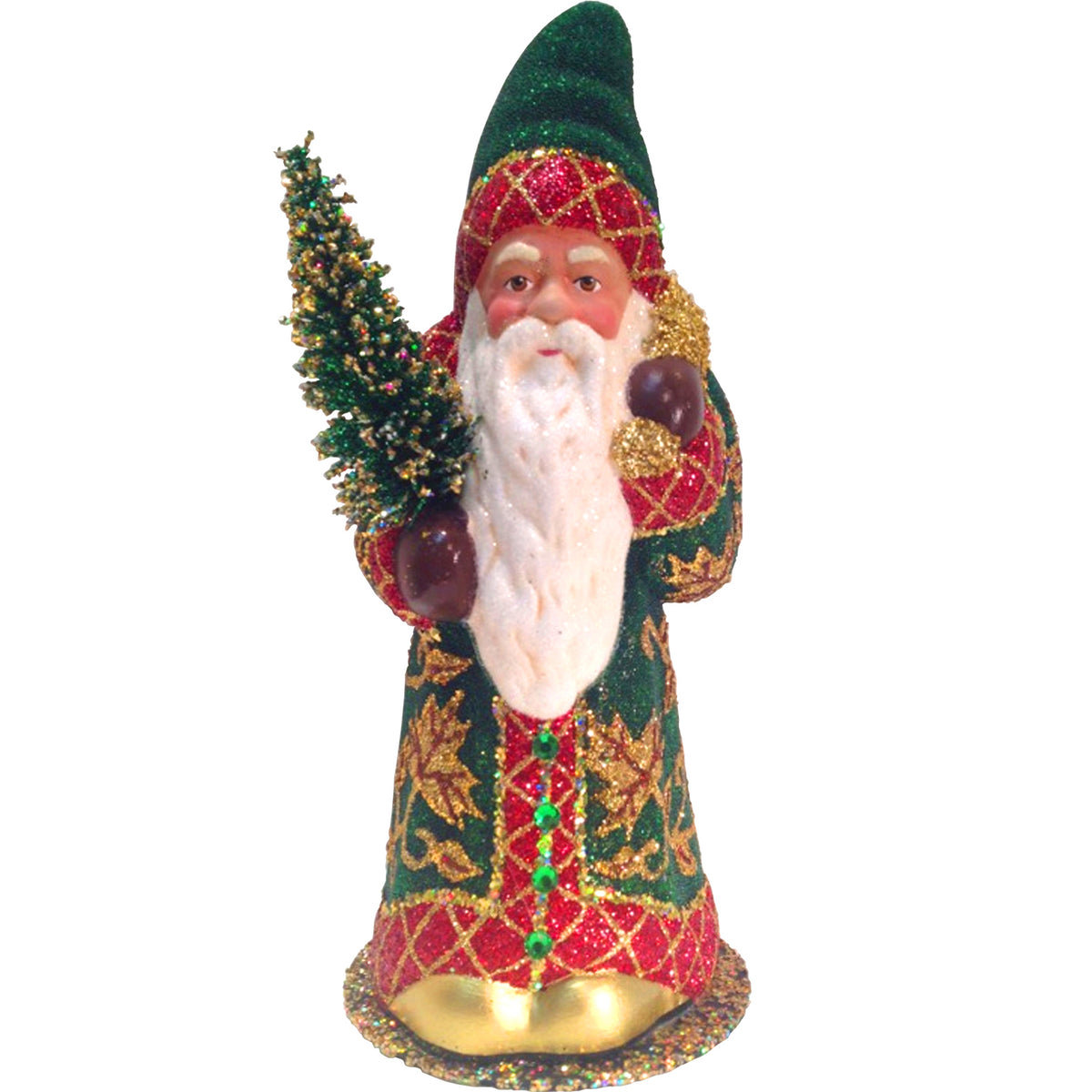 Green Beaded Santa with Tree Schaller – William Glen